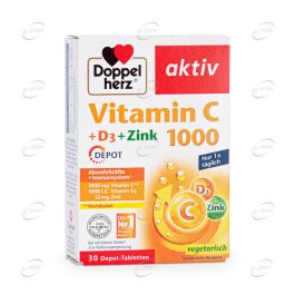 ВИТАМИН С 1000 + Д3 + ЦИНК Депо таблетки x30 | ePharm